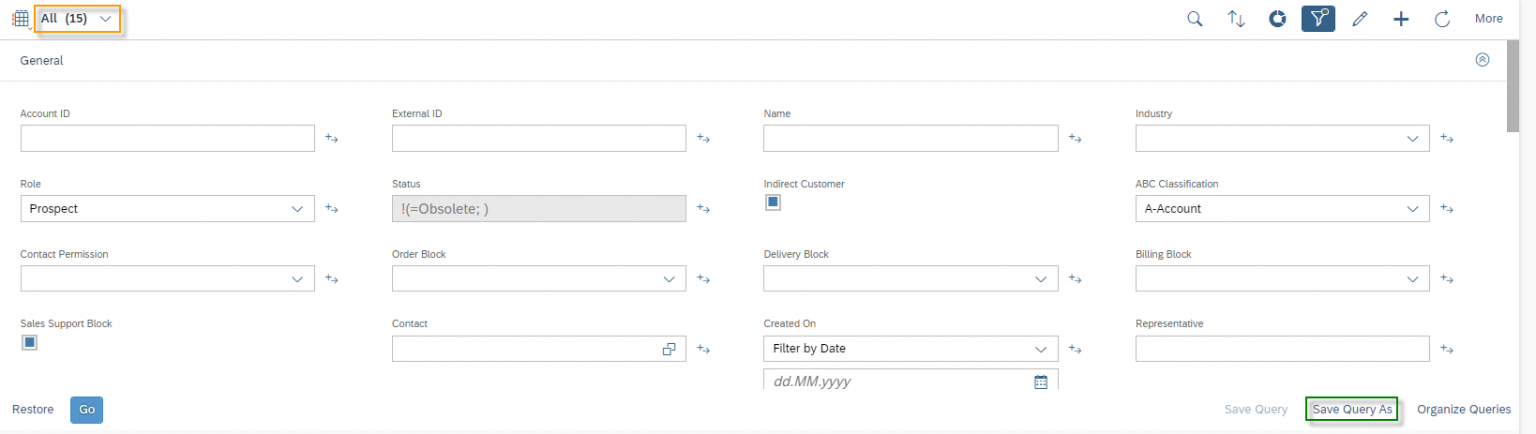 SAP Sales Cloud - C4C Is Easy - Understand the Basics - Filter/Query